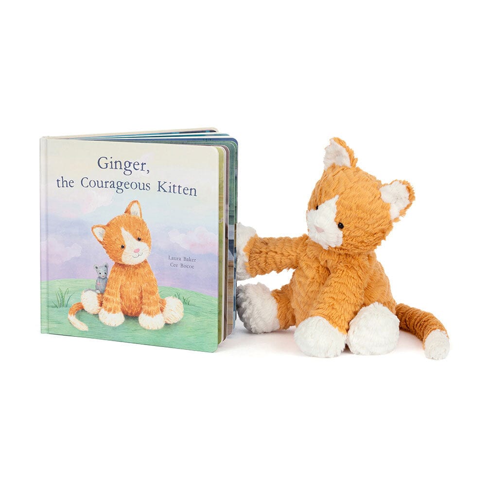 Jellycat Bundle - Ginger, the Courageous Kitten Book and Fuddlewuddle