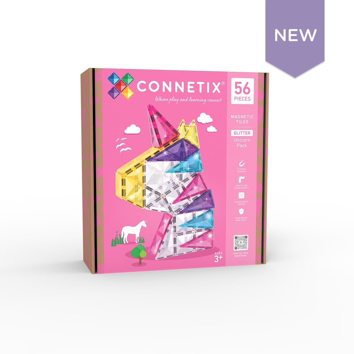 Connetix Tiles - Glitter Unicorn Pack 56pc