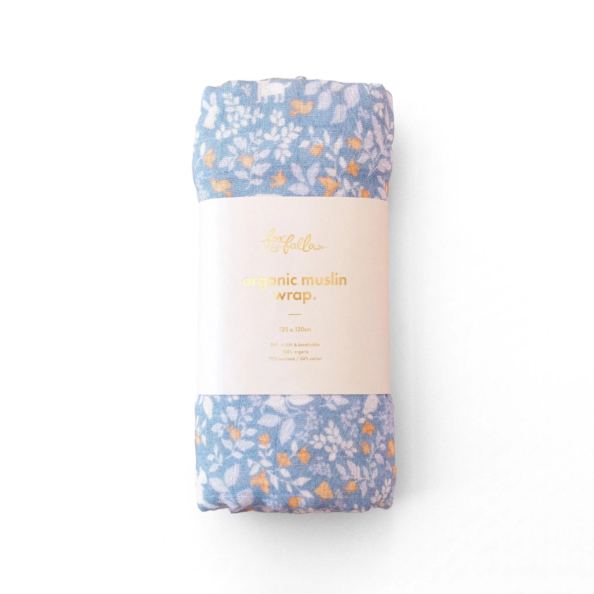 Fox & Fallow - Organic Muslin Wrap Swaddle | Forest Friends Cornflower