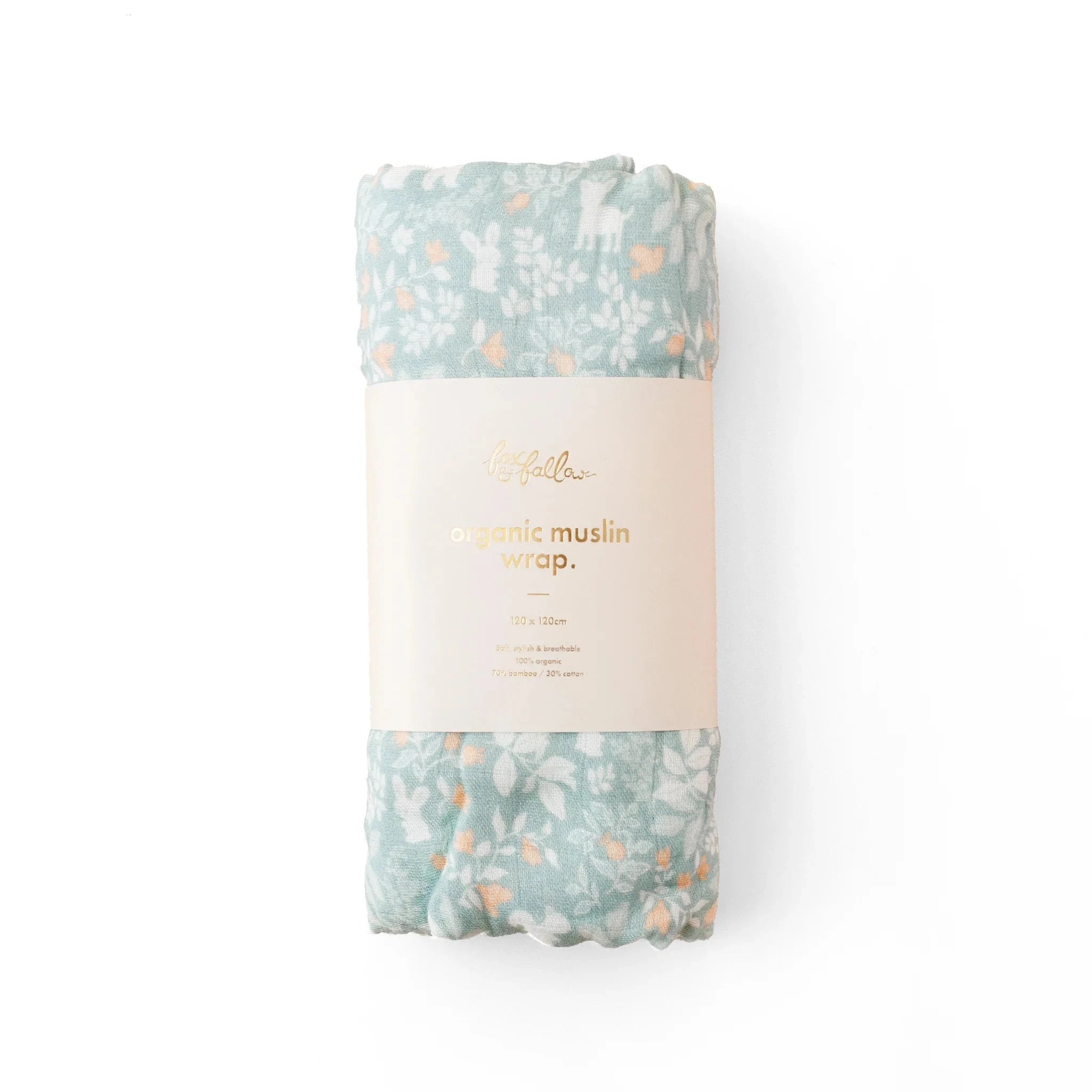 Fox & Fallow - Organic Muslin Wrap Swaddle | Forest Friends Sage