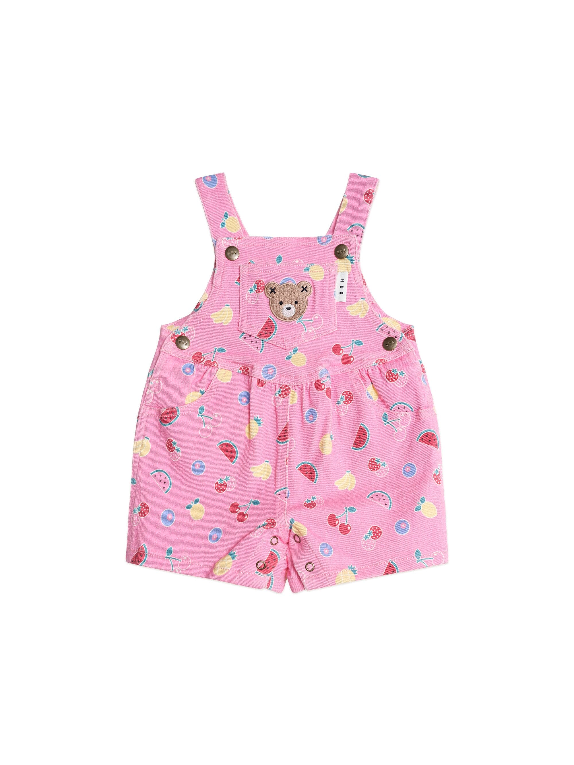 Huxbaby - Pink Fruit Emoji Short Overalls - HB0041S25