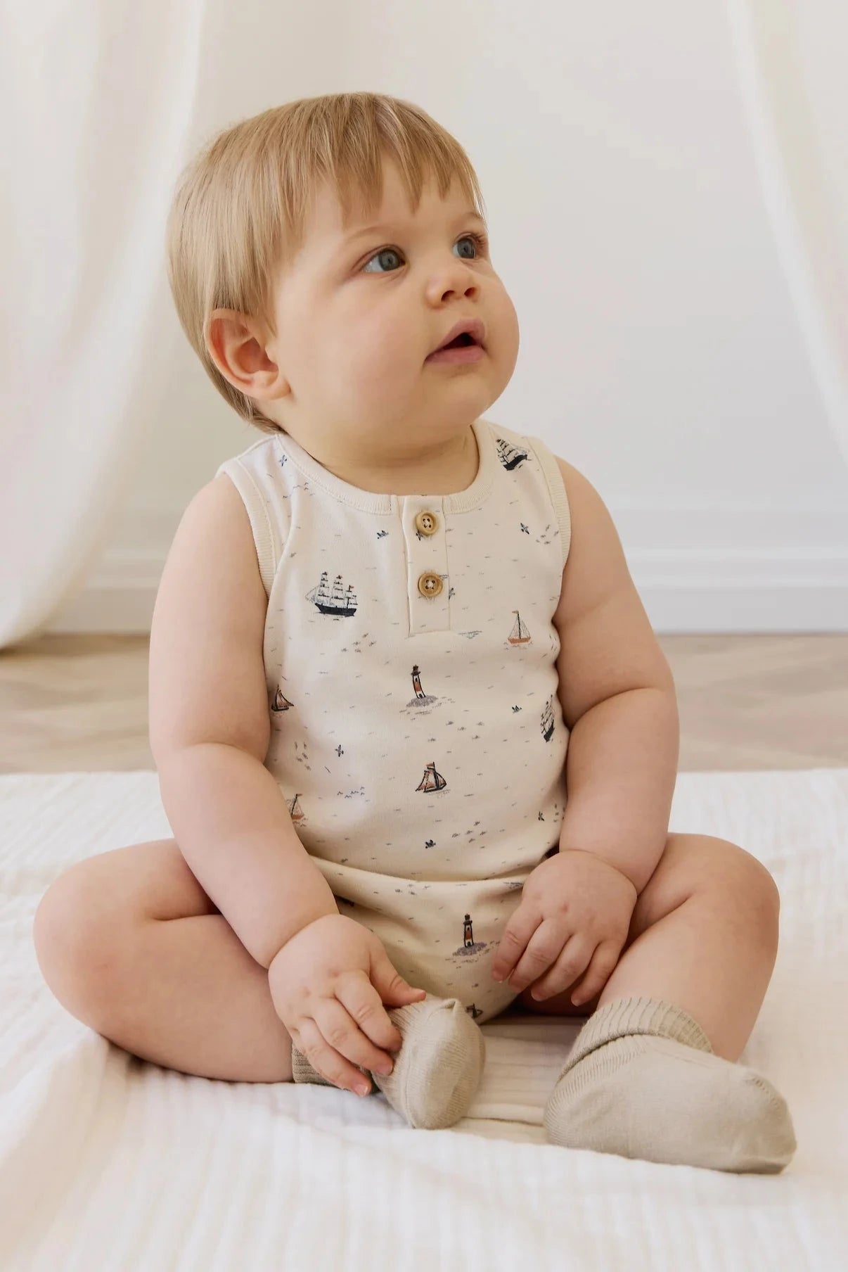 Jamie Kay - Organic Cotton Archie Playsuit | Sailing Day