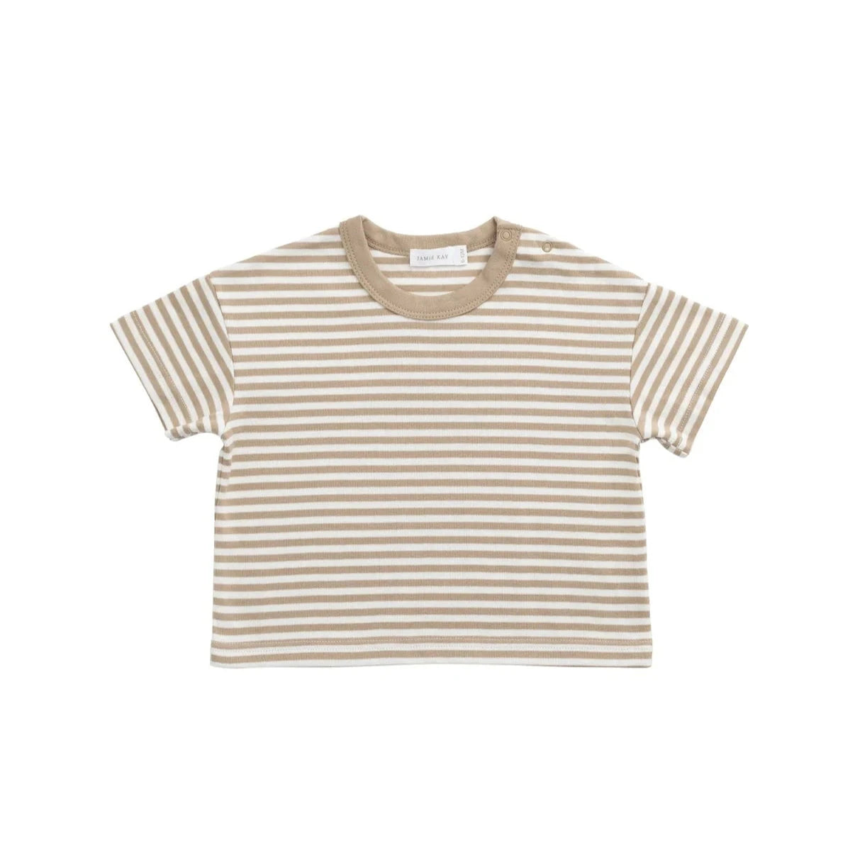 Jamie Kay Wesley Tee - Slim Stripe Brioche/Cloud - Pima Cotton