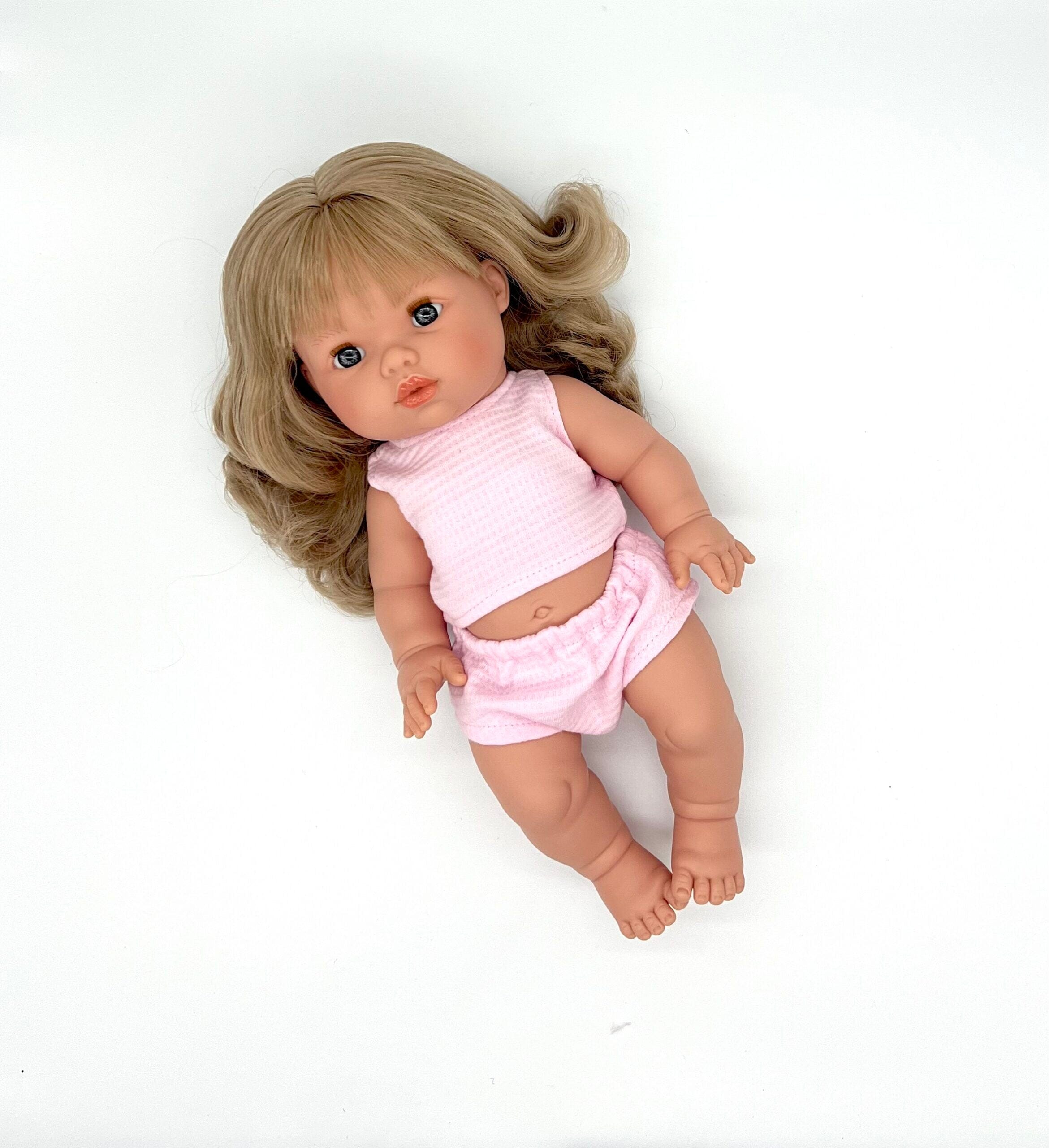 Mini Colettos - Doll Outfit | MC Pink Waffle Knit Doll Underwear Set