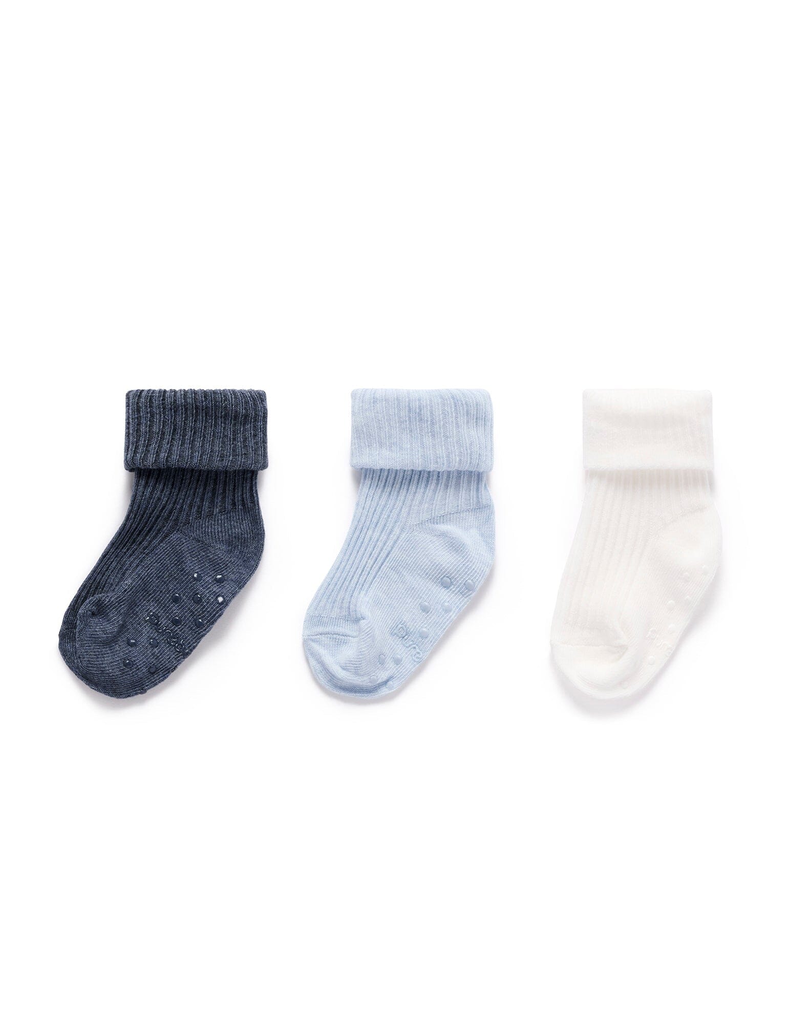 Purebaby - 3 Rib Sock Pack | Blue