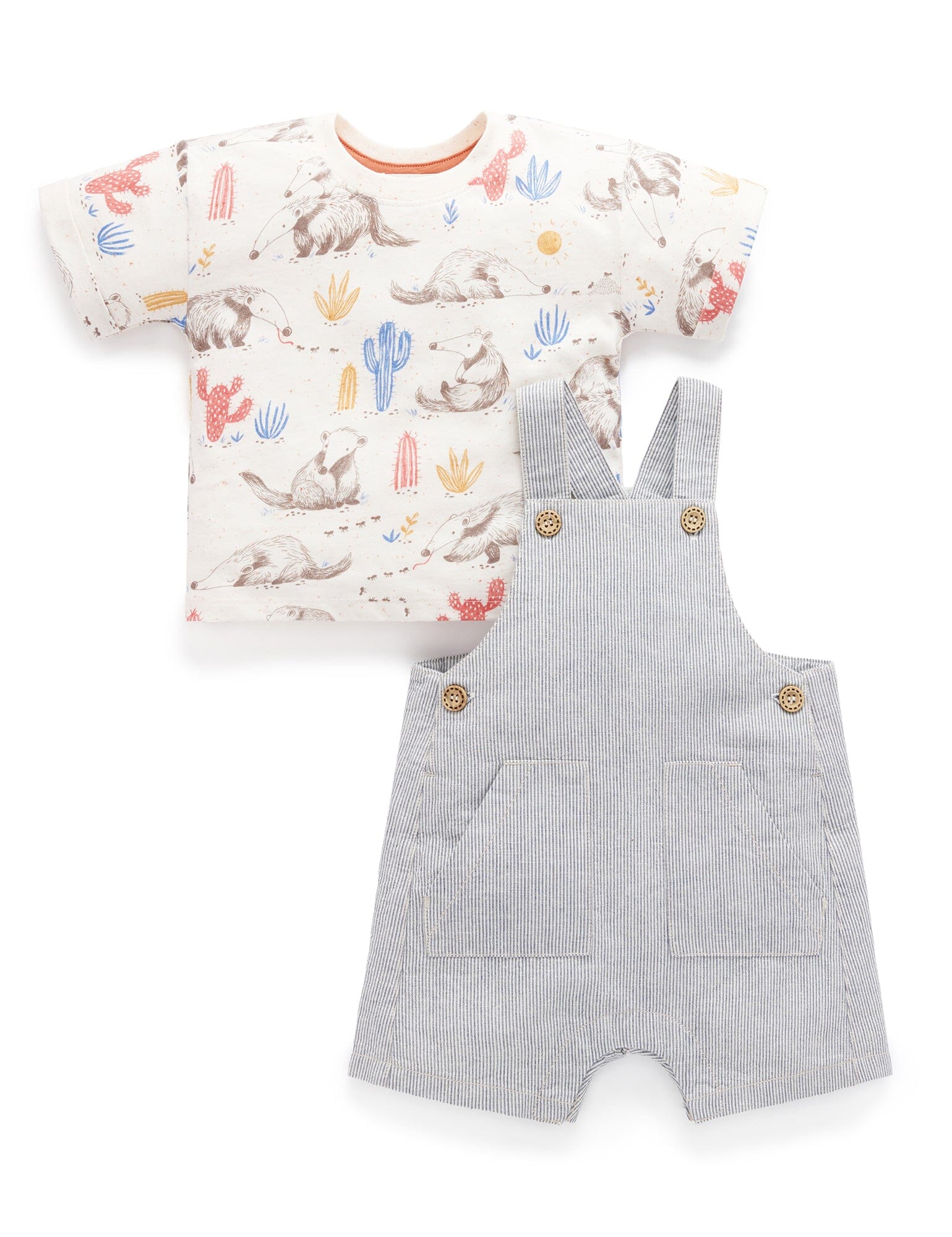 Purebaby - Anteater Striped Overall Set